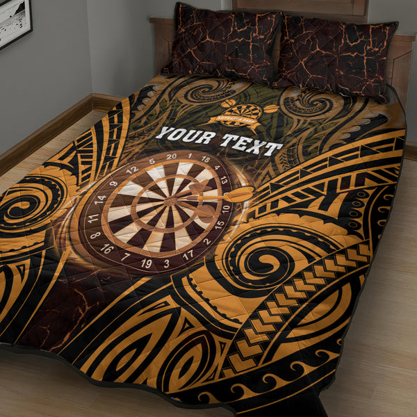 Personalised New Zealand Darts Quilt Bed Set Gold Dart Board Maori ...
