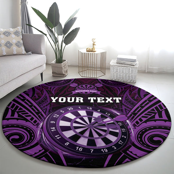 Personalised New Zealand Darts Round Carpet Purple Dart Board Maori ...
