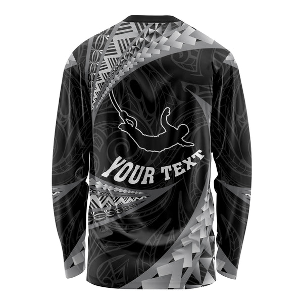 Personalised New Zealand Bungy Jumping Long Sleeve Shirt Maori Pattern LT05