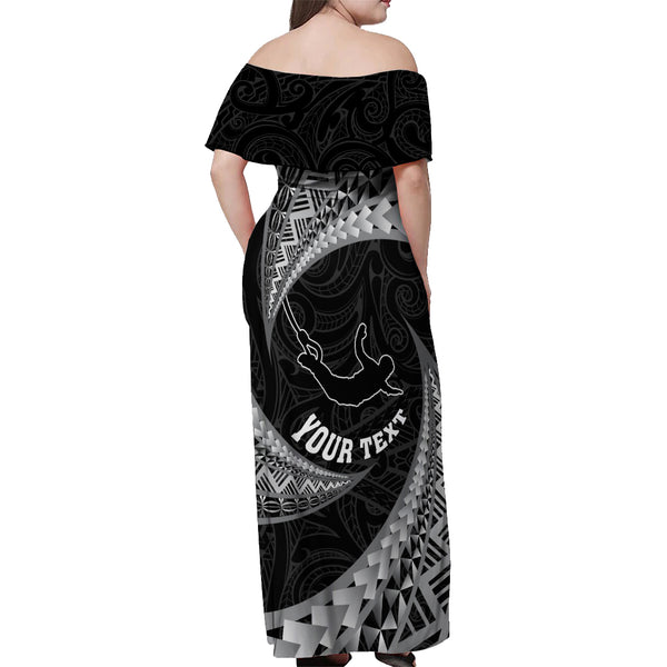Personalised New Zealand Bungy Jumping Off Shoulder Maxi Dress Maori ...