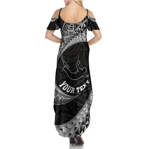Personalised New Zealand Bungy Jumping Summer Maxi Dress Maori Pattern LT05
