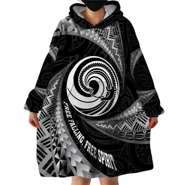 Personalised New Zealand Bungy Jumping Wearable Blanket Hoodie Maori ...
