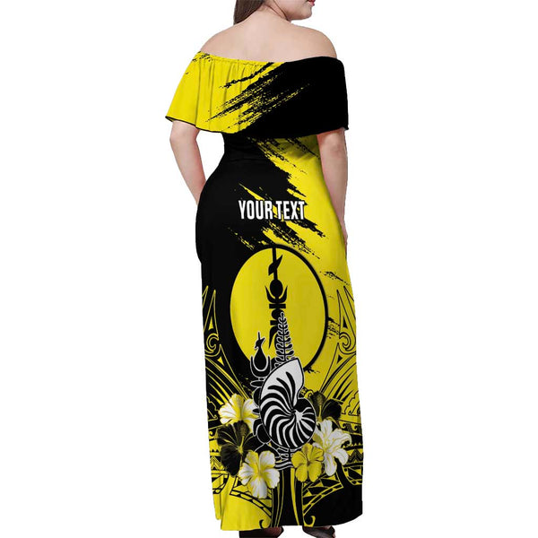 Personalised New Caledonia Day Off Shoulder Maxi Dress Kanaky Flag Coat ...