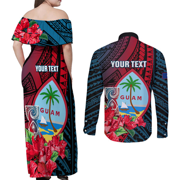 Personalized Guam Couples Matching Off Shoulder Maxi Dress and Long ...