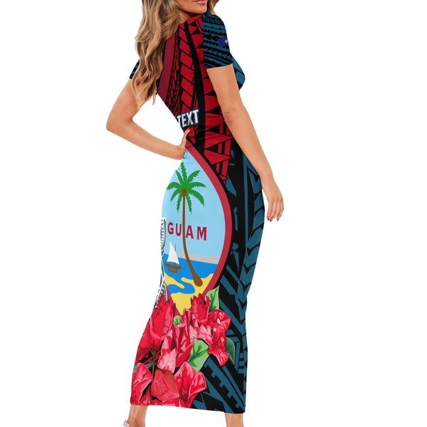Personalized Guam Short Sleeve Bodycon Dress Latte Stone Mix ...