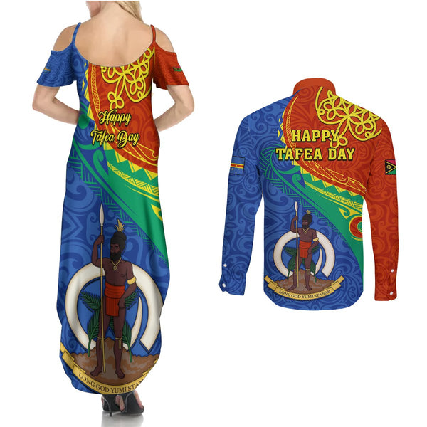 Tafea Day Couples Matching Summer Maxi Dress and Long Sleeve Button ...