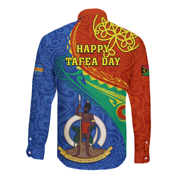 Tafea Day Long Sleeve Button Shirt Sand Drawing Vanuatuan Pattern LT05