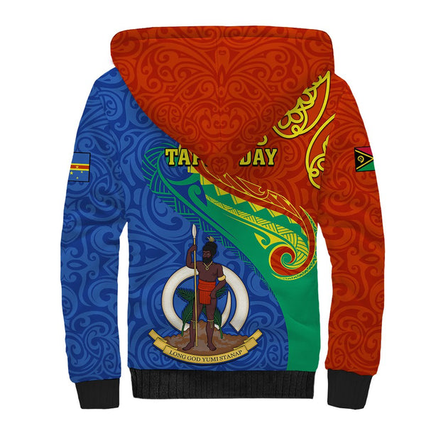 Tafea Day Sherpa Hoodie Sand Drawing Vanuatuan Pattern LT05