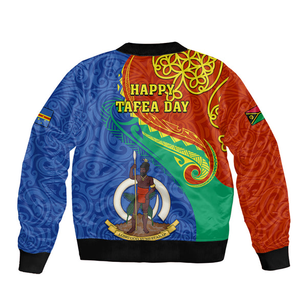 Tafea Day Sleeve Zip Bomber Jacket Sand Drawing Vanuatuan Pattern LT05