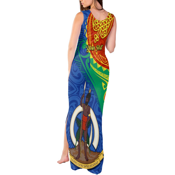 Personalized Tafea Day Tank Maxi Dress Sand Drawing Vanuatuan Pattern LT05
