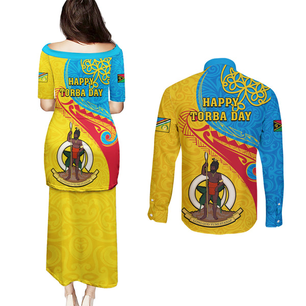 Torba Day Couples Matching Puletasi Dress and Long Sleeve Button Shirts ...