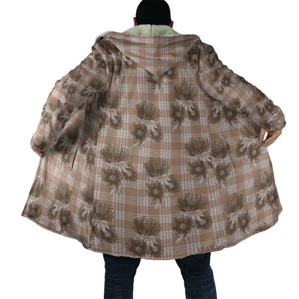 Brown Palaka Hawaii Cloak Hawaiian Lehua Blossoms LT05