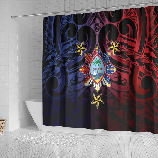 Philippines Guam Shower Curtain Filipino Sun With Guaman Seal LT05