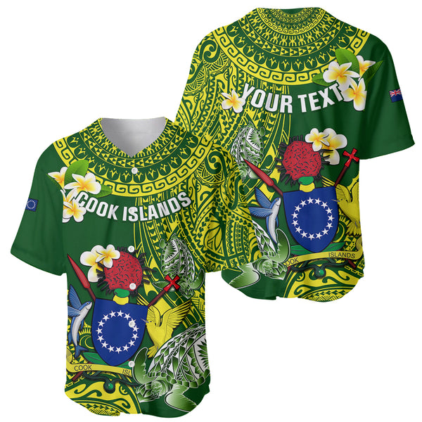Personalized Cook Islands Baseball Jersey Coat Of Arms Plumeria ...