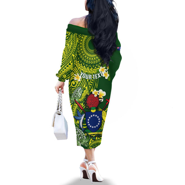 Personalized Cook Islands Off The Shoulder Long Sleeve Dress Coat Of ...