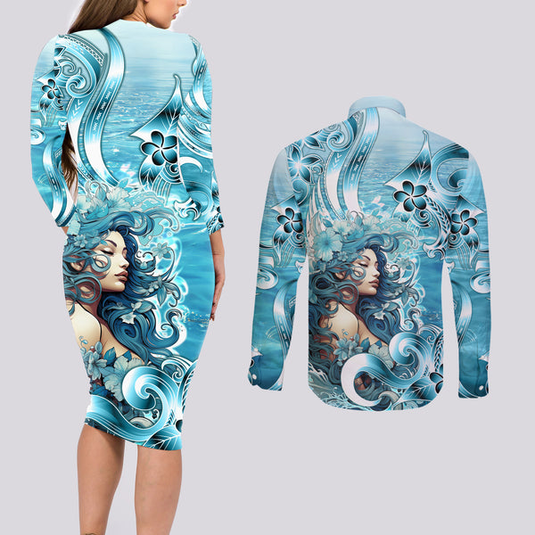 Hawaii Namaka Goddess Of The Sea Couples Matching Long Sleeve Bodycon ...