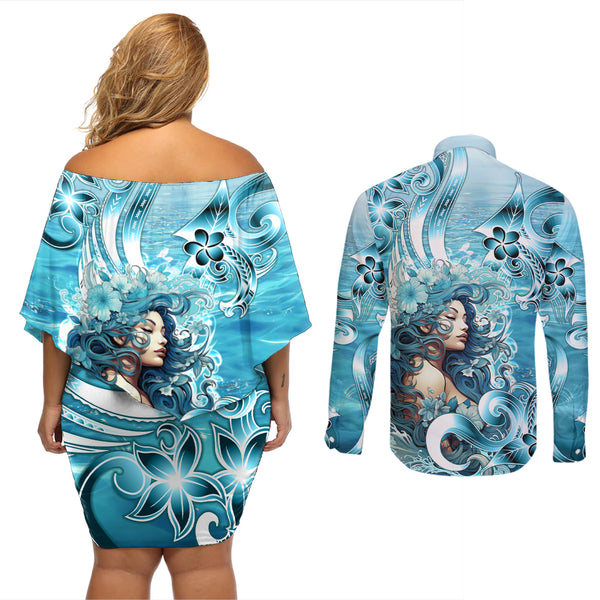 Hawaii Namaka Goddess Of The Sea Couples Matching Off Shoulder Short ...