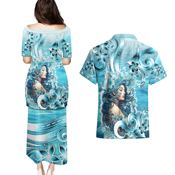 Hawaii Namaka Goddess Of The Sea Couples Matching Puletasi and Hawaiian ...