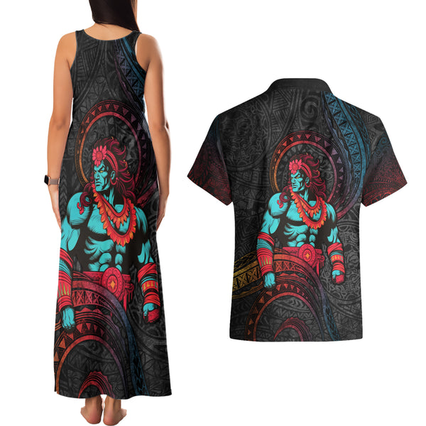 Hawaiian Demigod Maui Couples Matching Tank Maxi Dress and Hawaiian ...