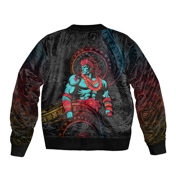 Hawaiian Demigod Maui Sleeve Zip Bomber Jacket Polynesian Mythology LT05