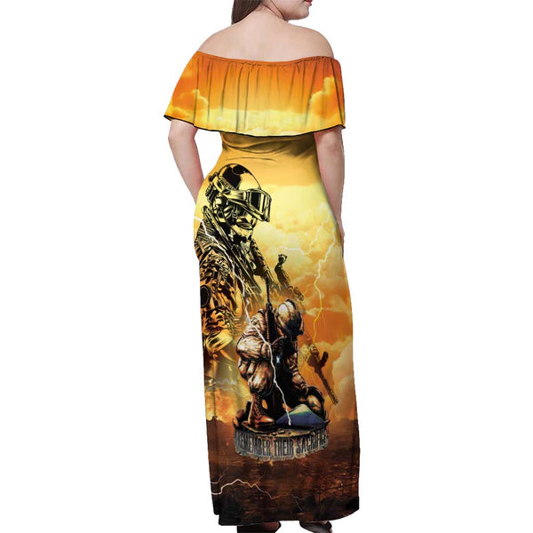 Hawaii Memorial Day Off Shoulder Maxi Dress Remember Their Sacrifice LT05