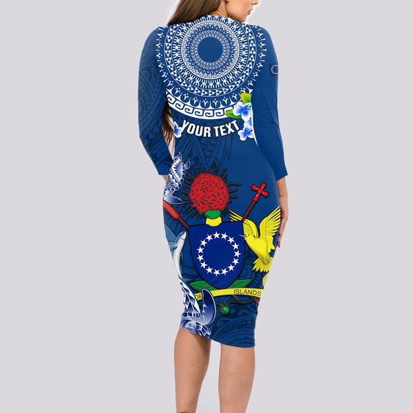 Personalized Cook Islands Pukapuka Long Sleeve Bodycon Dress Coat Of ...