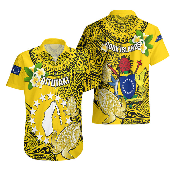 Cook Islands Aitutaki Hawaiian Shirt Coat Of Arms Plumeria Polynesian ...