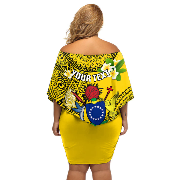 Personalized Cook Islands Aitutaki Off Shoulder Short Dress Coat Of ...