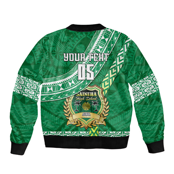 Custom Saineha High School Sleeve Zip Bomber Jacket Tongan Kupesi ...
