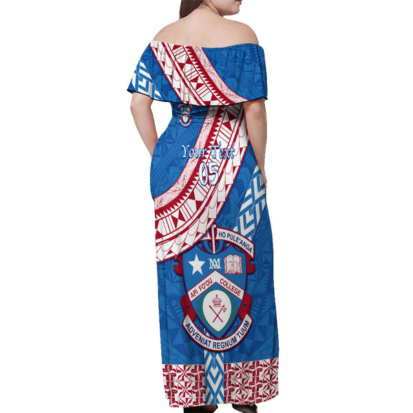 Custom Apifoou College Off Shoulder Maxi Dress Tongan Kupesi Pattern LT05