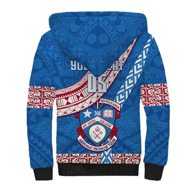 Custom Apifoou College Sherpa Hoodie Tongan Kupesi Pattern LT05