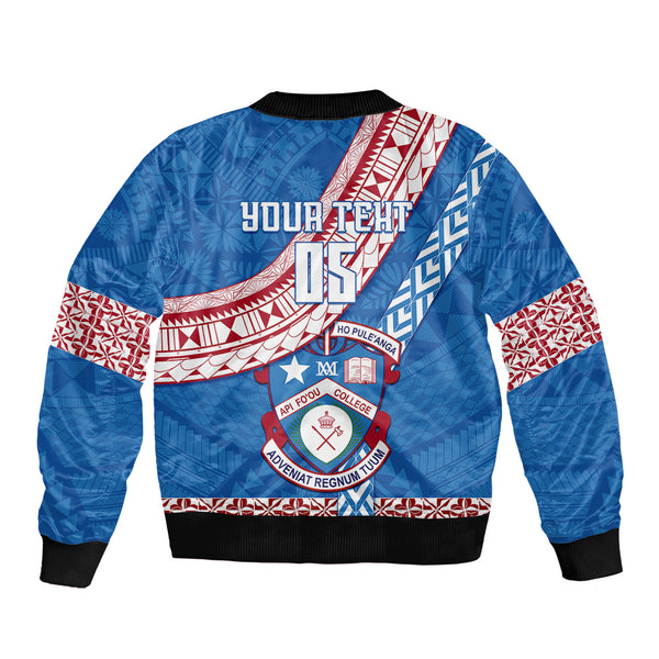 Custom Apifoou College Sleeve Zip Bomber Jacket Tongan Kupesi Pattern LT05
