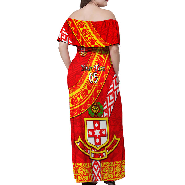 Custom Kolisi Tonga Off Shoulder Maxi Dress Tongan Kupesi Pattern LT05