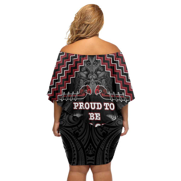 Aotearoa Off Shoulder Short Dress Proud To Be Maori LT05