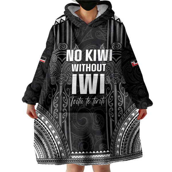 Aotearoa Toitu Te Tiriti Wearable Blanket Hoodie No Kiwi Without Iwi LT05