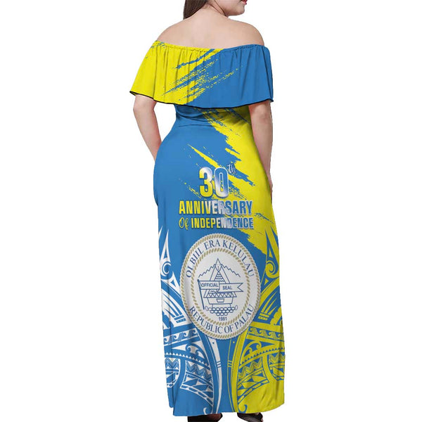 Palau Independence Day Off Shoulder Maxi Dress Happy 30th Anniversary LT05
