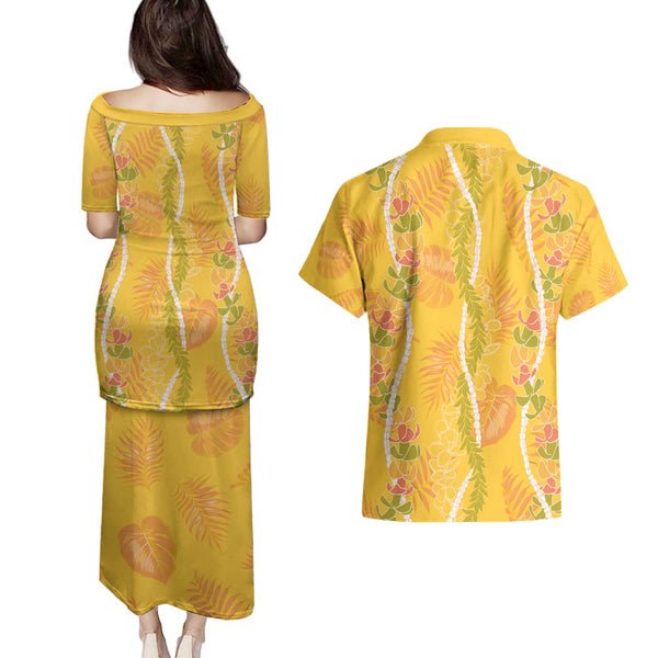 Hawaii Maile Lei Couples Matching Puletasi and Hawaiian Shirt With ...
