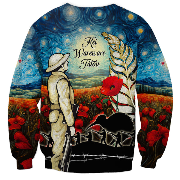 Kei Wareware Tatou New Zealand ANZAC Day Sweatshirt Starry Night Inspo ...