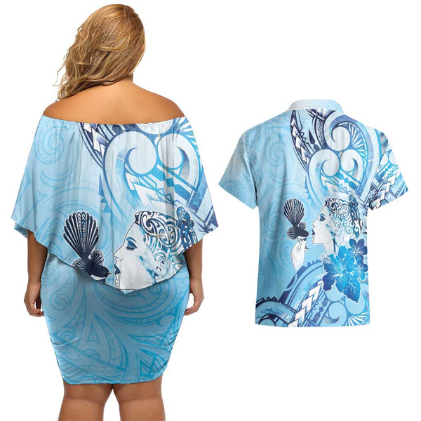 Aotearoa Maori Wahine Couples Matching Off Shoulder Short Dress and ...