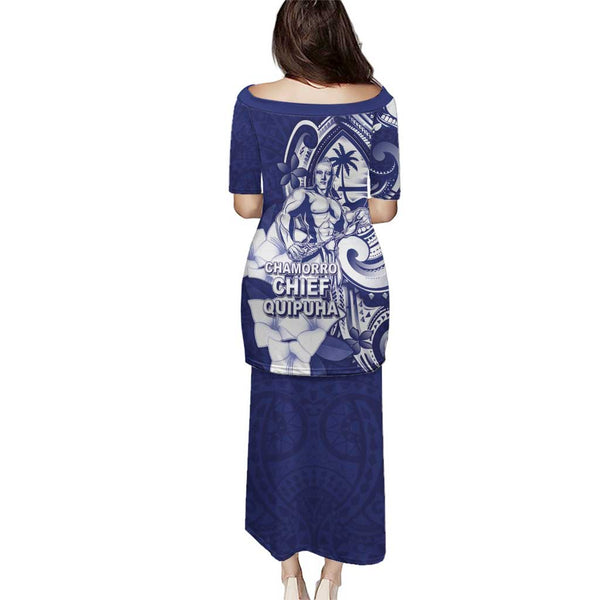 Guam Chief Quipuha Puletasi Polynesian Pattern With Guasali Flowers LT05