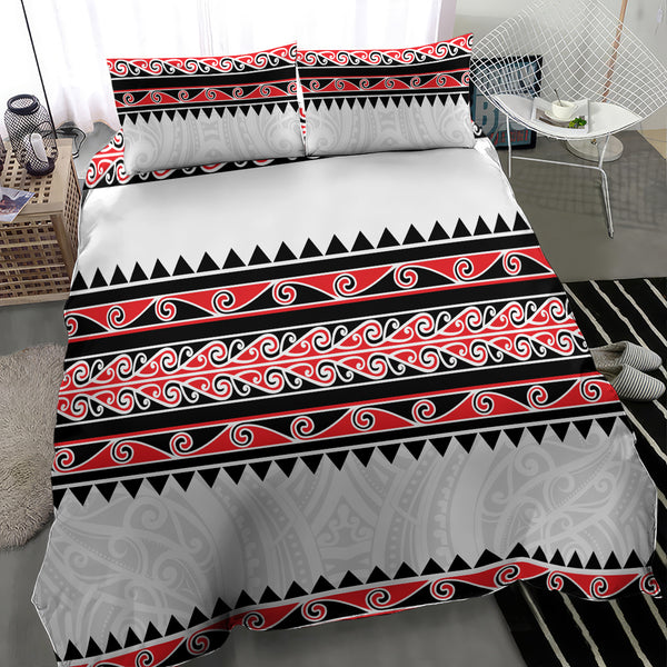 New Zealand Aotearoa Bedding Set With Kowhaiwhai Pattern Red Version LT05