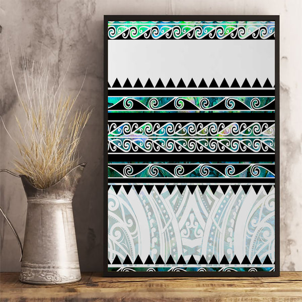 New Zealand Aotearoa Canvas Wall Art With Paua Shell Kowhaiwhai Pattern ...