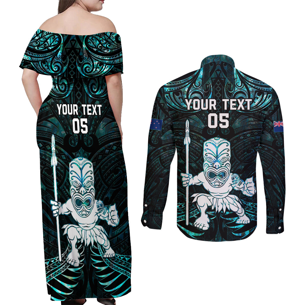 Custom New Zealand Maori Taiaha Couples Matching Off Shoulder Maxi ...