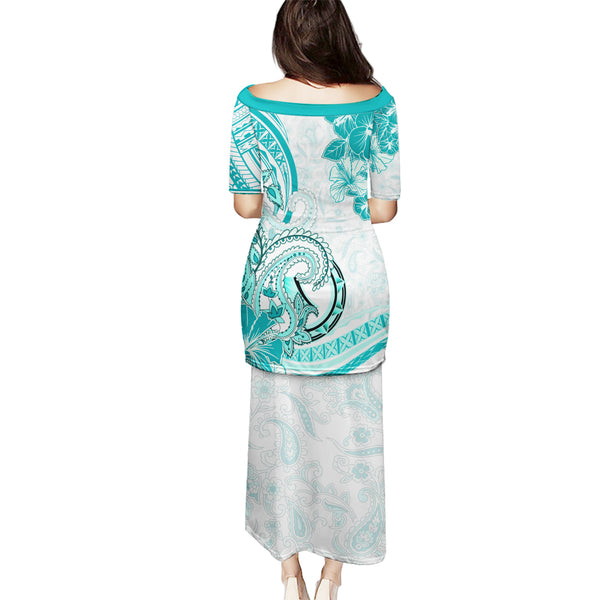 Polynesia Paisley Puletasi Mix Teal Polynesian Pattern LT05
