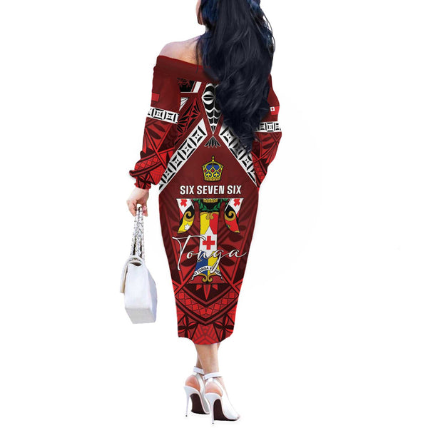 Tonga Emancipation Day Off The Shoulder Long Sleeve Dress Tongan Kupesi ...