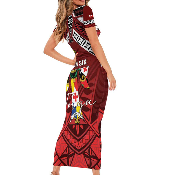 Tonga Emancipation Day Short Sleeve Bodycon Dress Tongan Kupesi Pattern ...