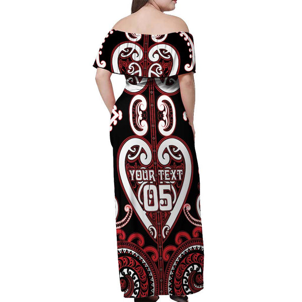 Custom Aotearoa Ngapuhi Off Shoulder Maxi Dress Maori Tribal Pattern LT05