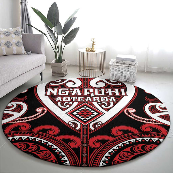 Aotearoa Ngapuhi Round Carpet Maori Tribal Pattern LT05