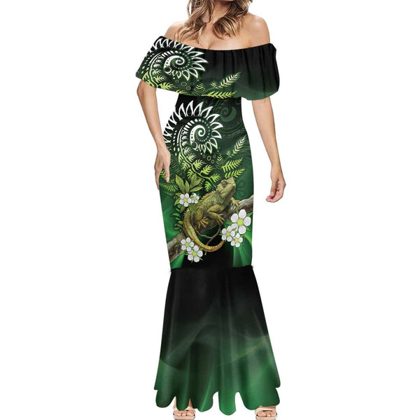 Aotearoa New Zealand Tuatara Mermaid Dress Maori Koru Art LT05