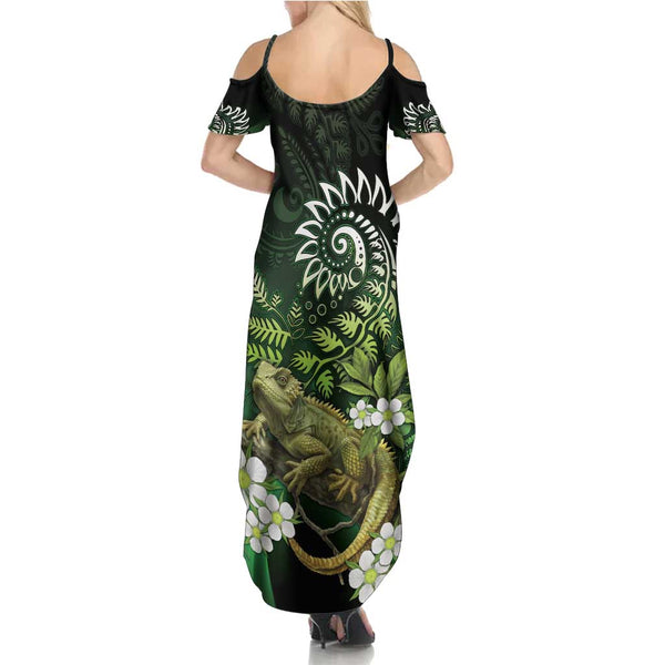 Aotearoa New Zealand Tuatara Summer Maxi Dress Maori Koru Art LT05
